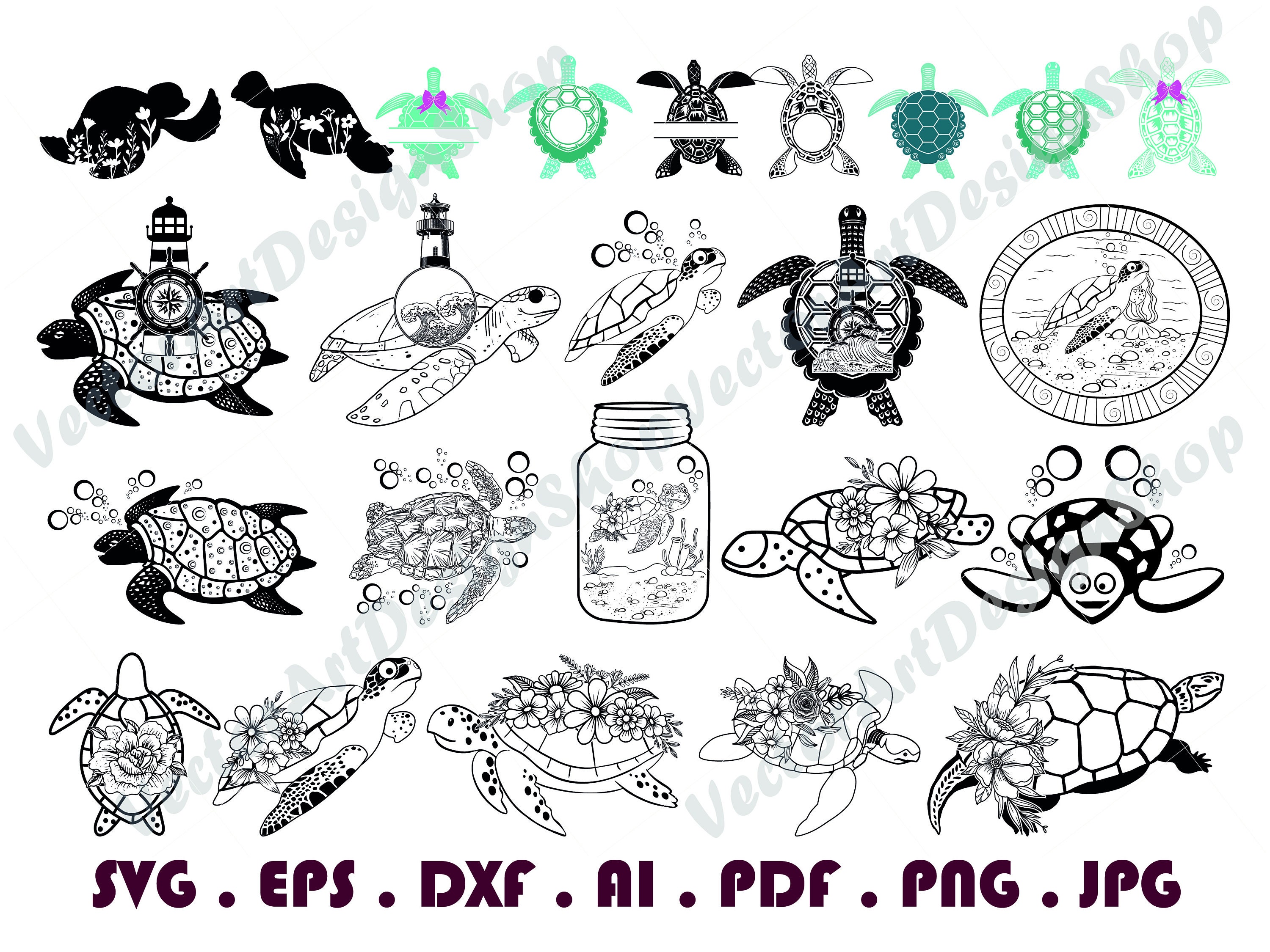 Turtle SVG File 1 Floral Turtle Svg File Turtle Cut File | Etsy Canada