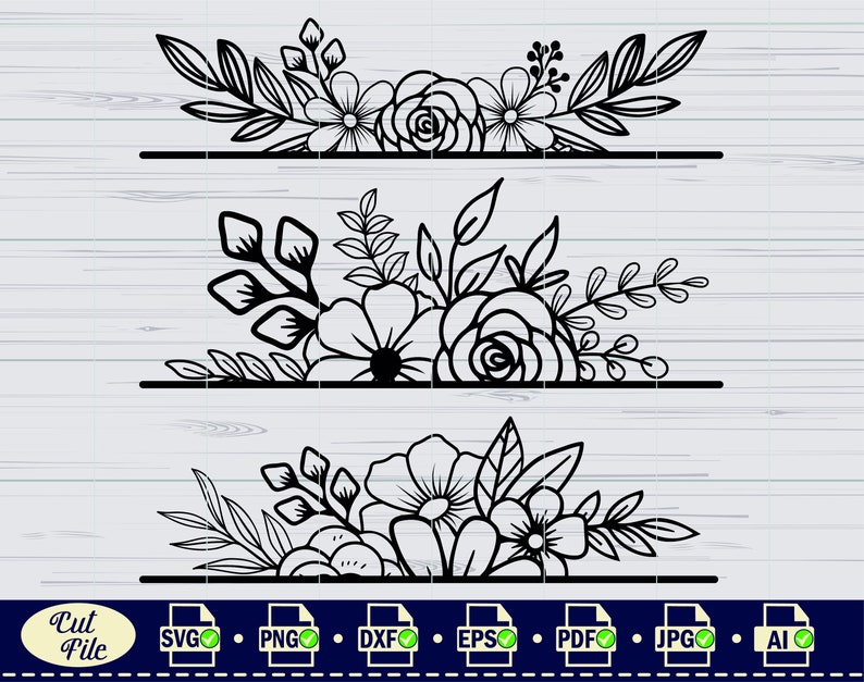Floral Border Svg2 Flower Border Svg Floral Monogram Etsy