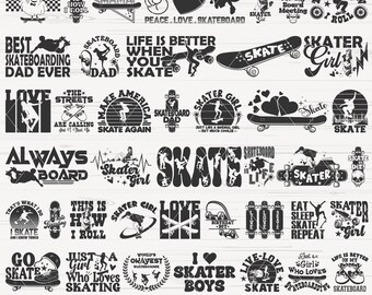 Skateboard SVG, Skateboarding Svg, Skateboard Clipart, Skateboard Files ...