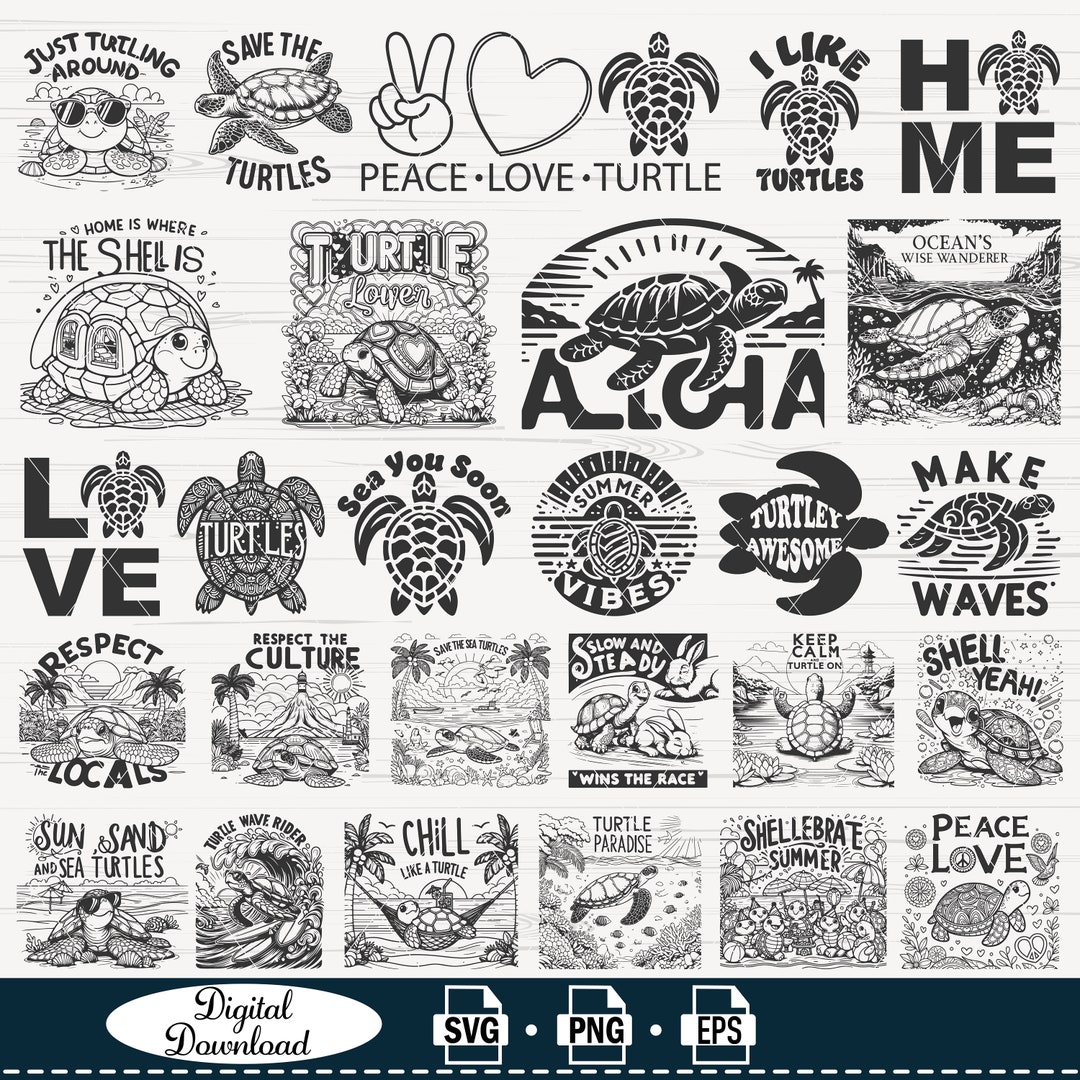 Sea Turtle SVG Cut File, 3, Turtle PNG, Cricut, Sea Turtle Clipart ...