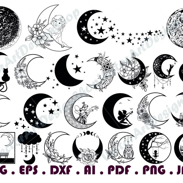 Moon Svg' - Etsy