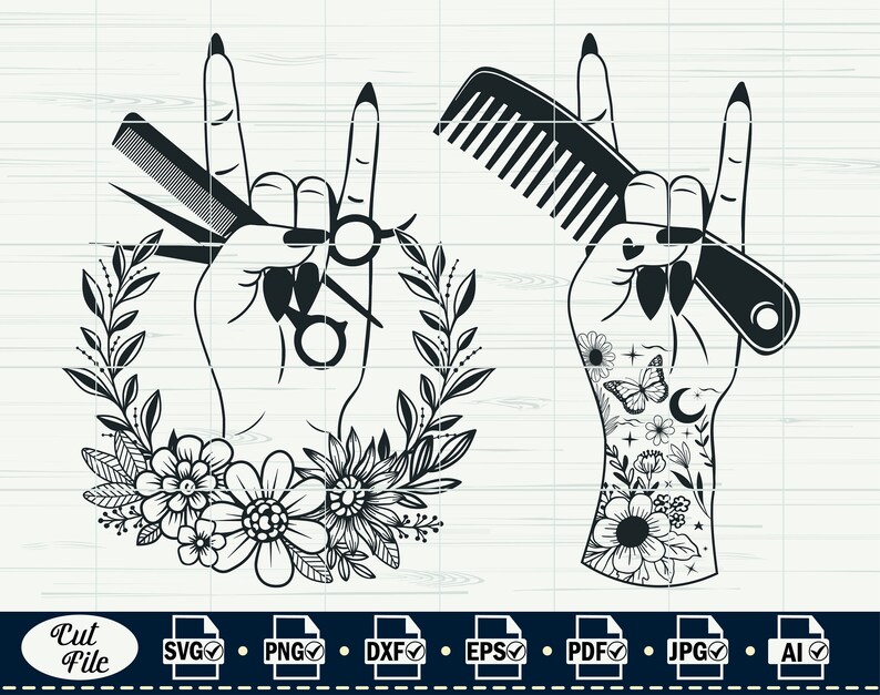 Hair Stylist Hand SVG Bundle: Barbershop Hair Salon Graphics (digital ...