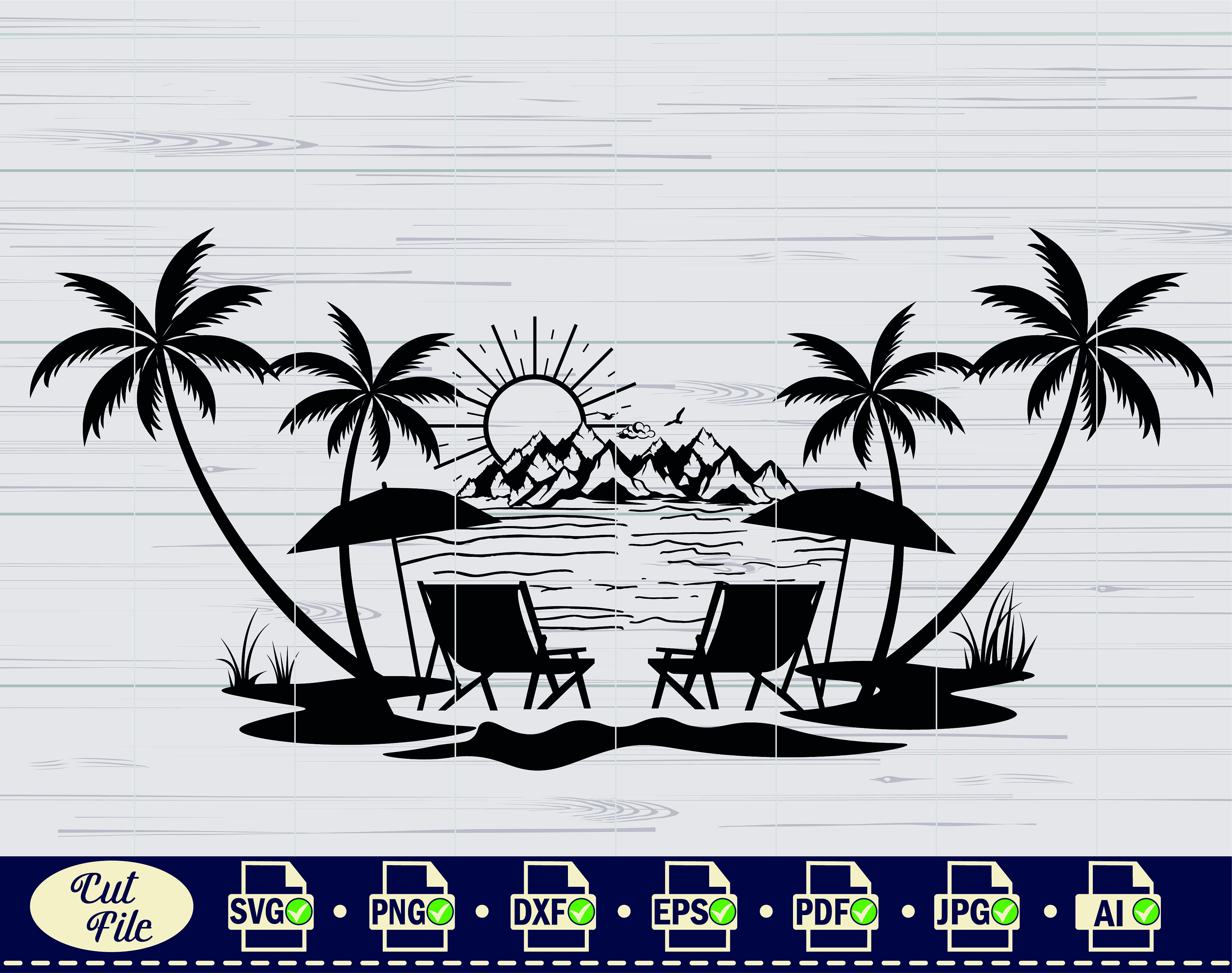 Floral Beach Scene SVG Sunset Palm Tree SVG Tropical Summer - Etsy UK