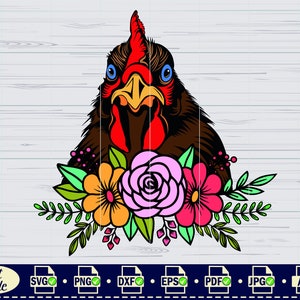 Chicken Svg Files 8, Floral Chicken, Cute Chicken,cute Rooster, Farm ...