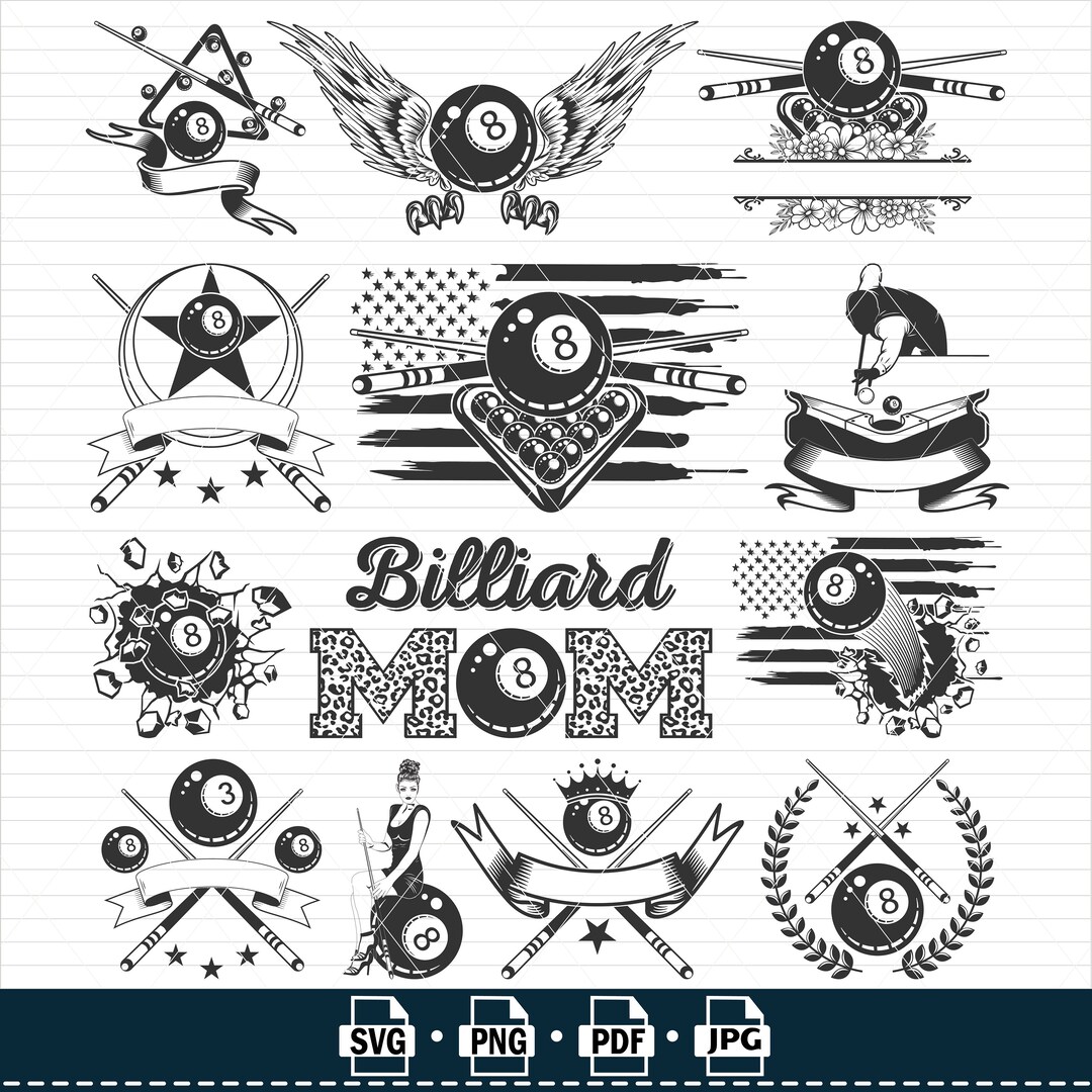 Billiards SVG Bundle: Pool & Snooker Clipart (digital Files) - Etsy