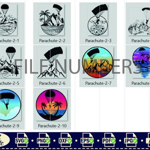 Parachute SVG, Sky Diving Svg, Paragliding Clipart, Parachute Files for ...