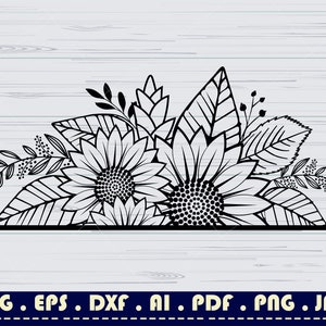 Split Sunflower Monogram SVG: Floral Cut File (digital Download) - Etsy