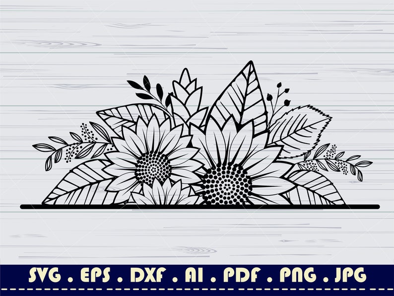 Split Sunflower Monogram SVG: Floral Cut File (digital Download) - Etsy
