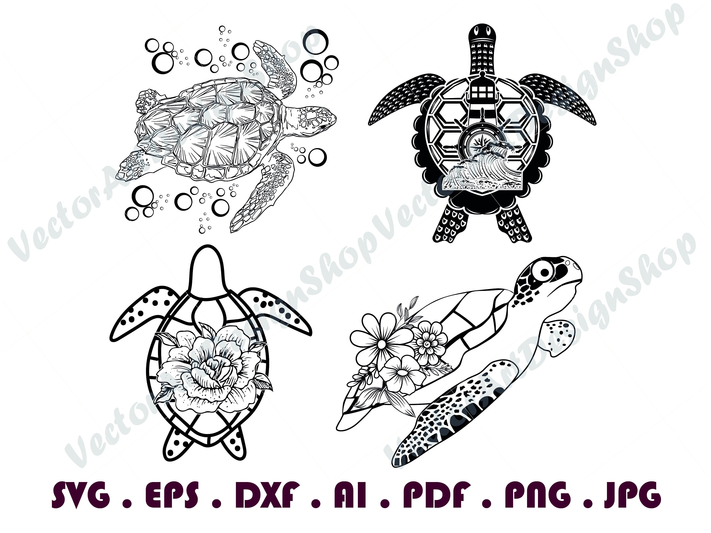Turtle SVG File 1 Floral Turtle Svg File Turtle Cut File | Etsy Canada