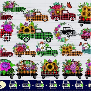 Sunflower Truck SVG,#3, Spring Truck Svg, Truck With Flowers Svg, Farm ...