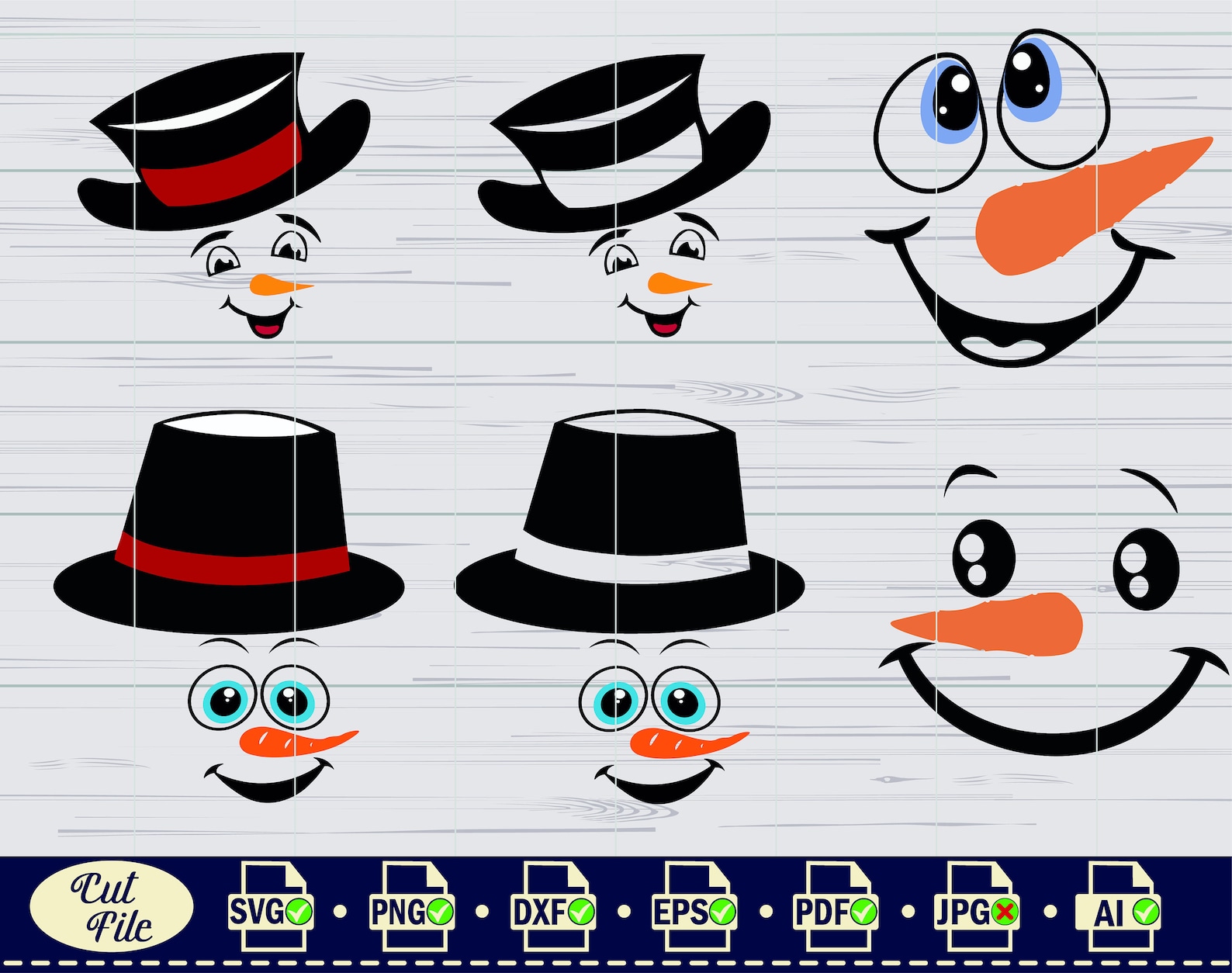Snowman Svg Bundle 2 Christmas Snowman Svgsnowman Face - Etsy