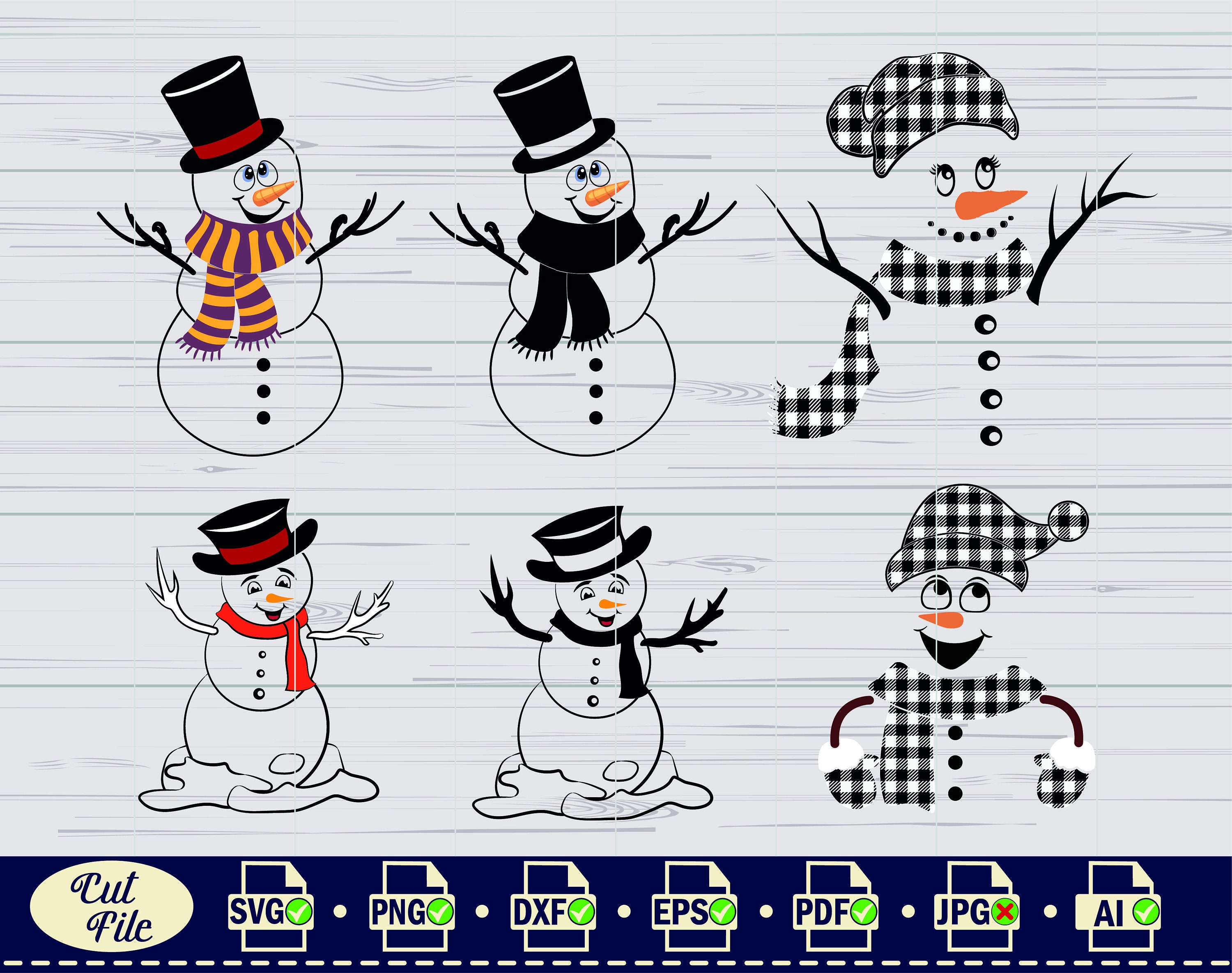 Snowman Svg Bundle 1 Christmas Snowman Svg Snowman Face - Etsy