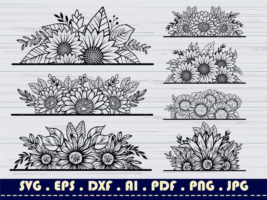Split Sunflower Monogram SVG: Floral Cut File (digital Download) - Etsy
