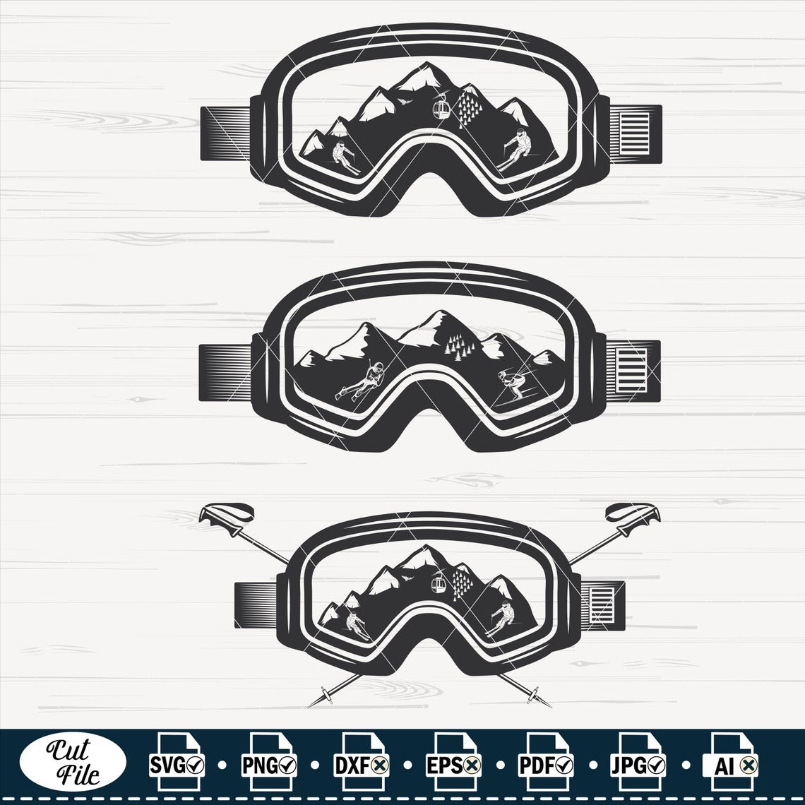 Skiing SVG Cut Files: Helmet, Goggles, Boots (digital Download) - Etsy