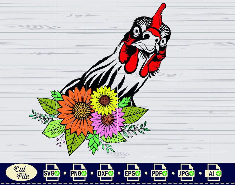 Chicken Svg Files 9 Floral Chicken Cute Chickencute - Etsy