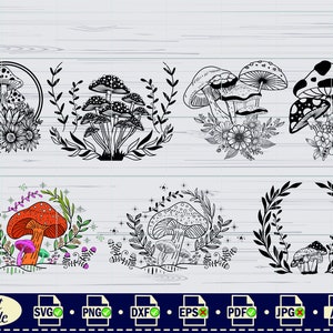 Mushroom SVG ,#5, Monogram Frame Svg, Mushroom Split Monogram Frame Svg ...