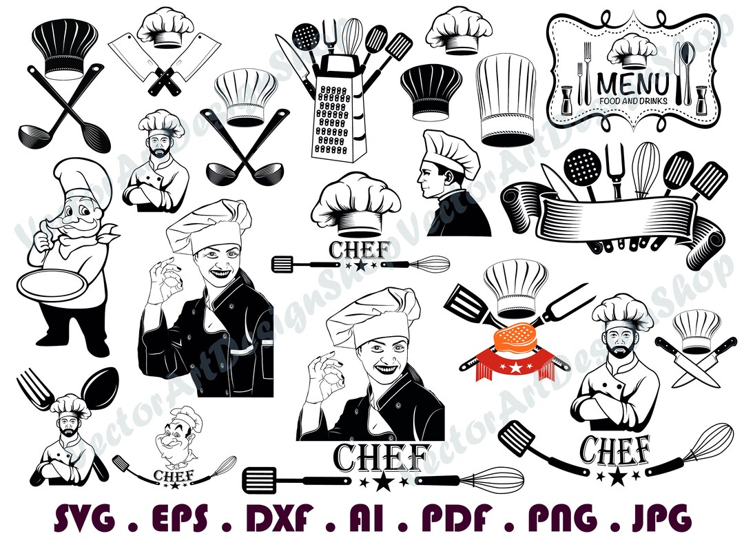 Chef-Logo 1 SVG, Chef Svg, Koch Svg, Küchenkoch Clipart, Chef-Dateien ...