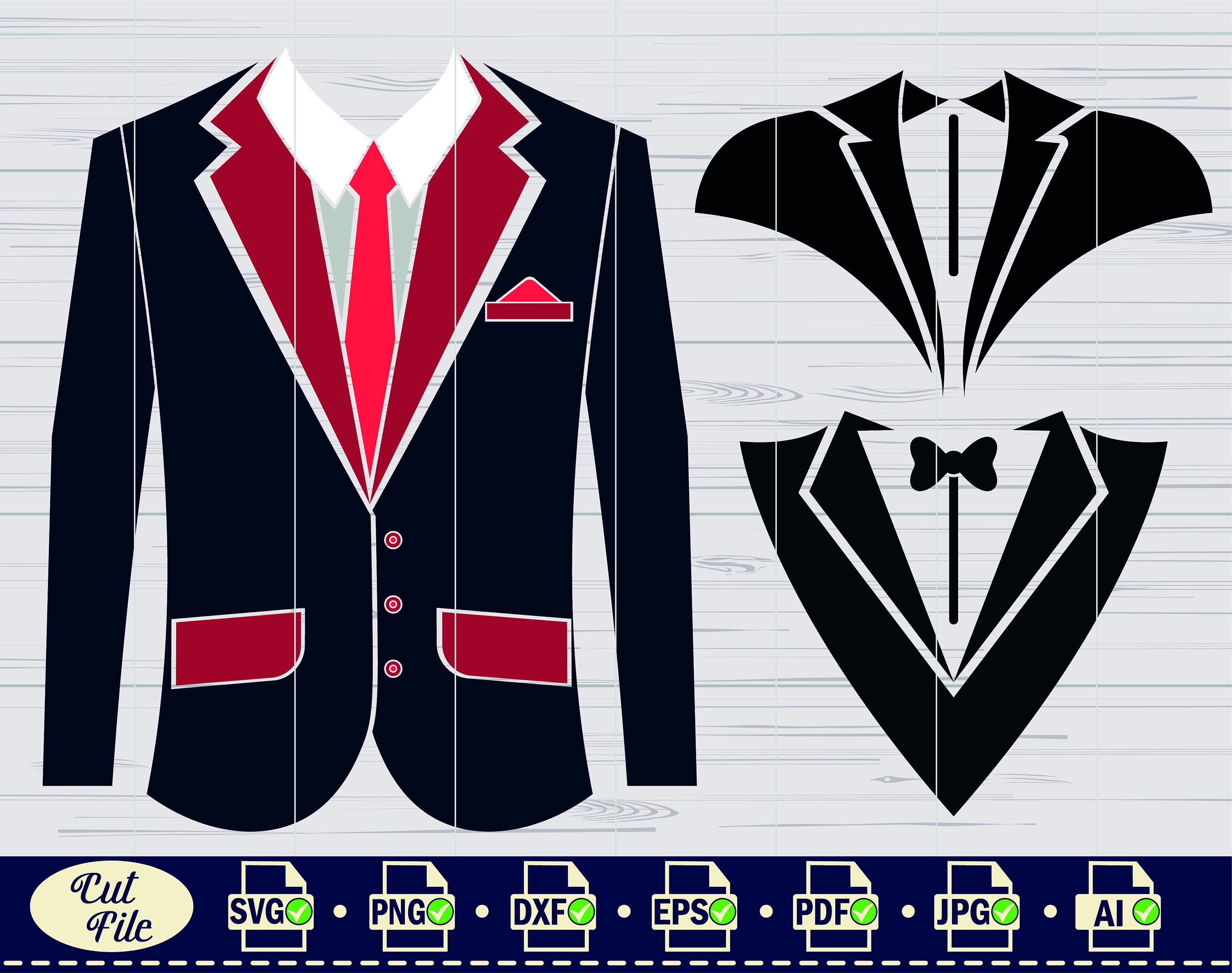 Tuxedo SVG Bundle: Suit Clipart, Wedding Vector (digital Files) - Etsy