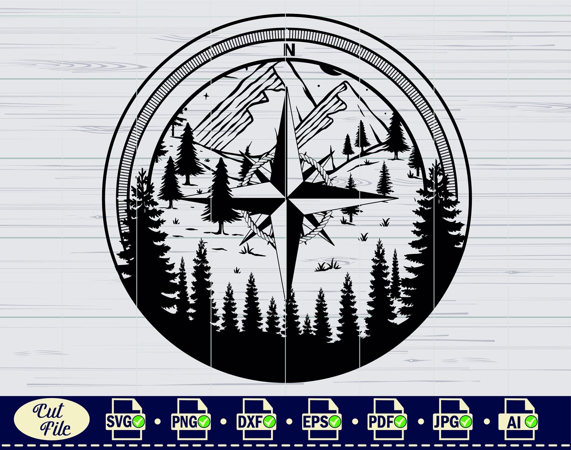 Compass SVG2 Nautical Compass Scenic Compass Files for - Etsy