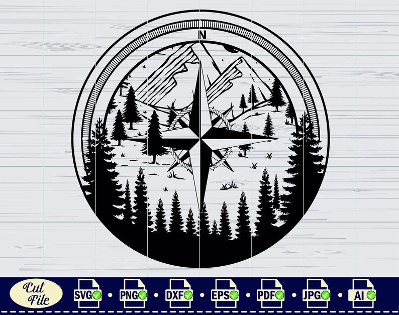 Compass SVG2 Nautical Compass Scenic Compass Files for - Etsy