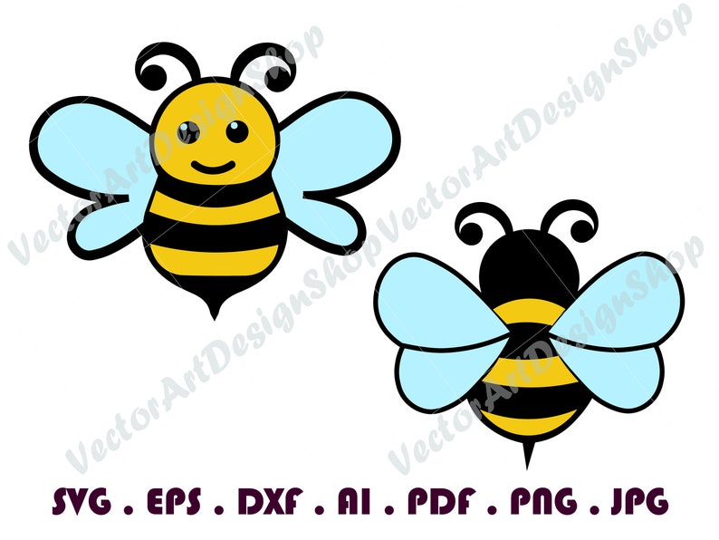 Bee SVG PNG 8 Files for Cutting Machines Digital Clipart | Etsy