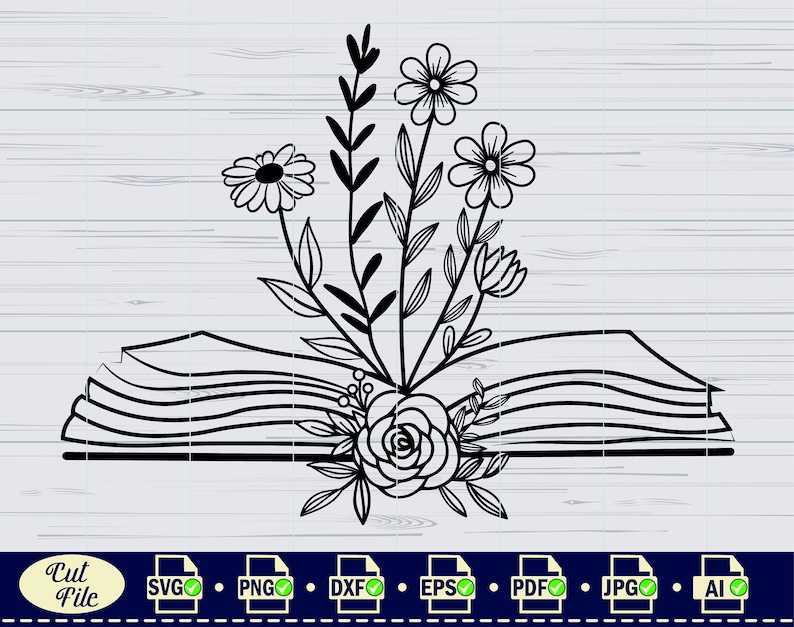 Book With Flower Svg 4 Book Svg Flower Svg Floral Book - Etsy