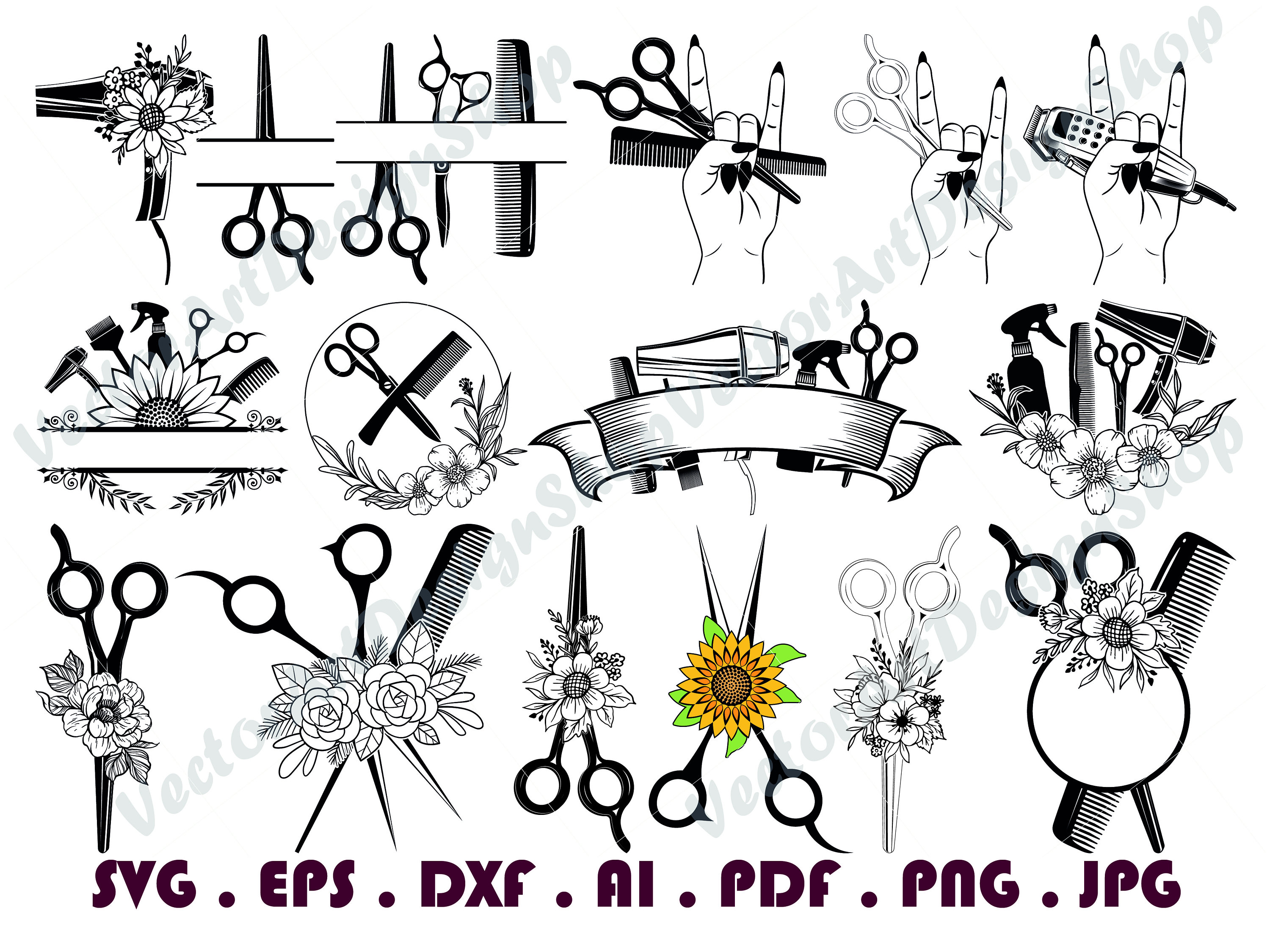 Floral Hair Scissors SVG 1 Scissors Svg Hairdresser Svg - Etsy Canada