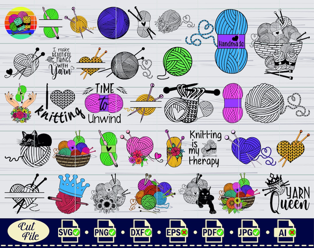 Knitting Bundle SVG,#2, Yarn Svg, Crochet Svg, Yarn Ball Svg, Wool Svg ...