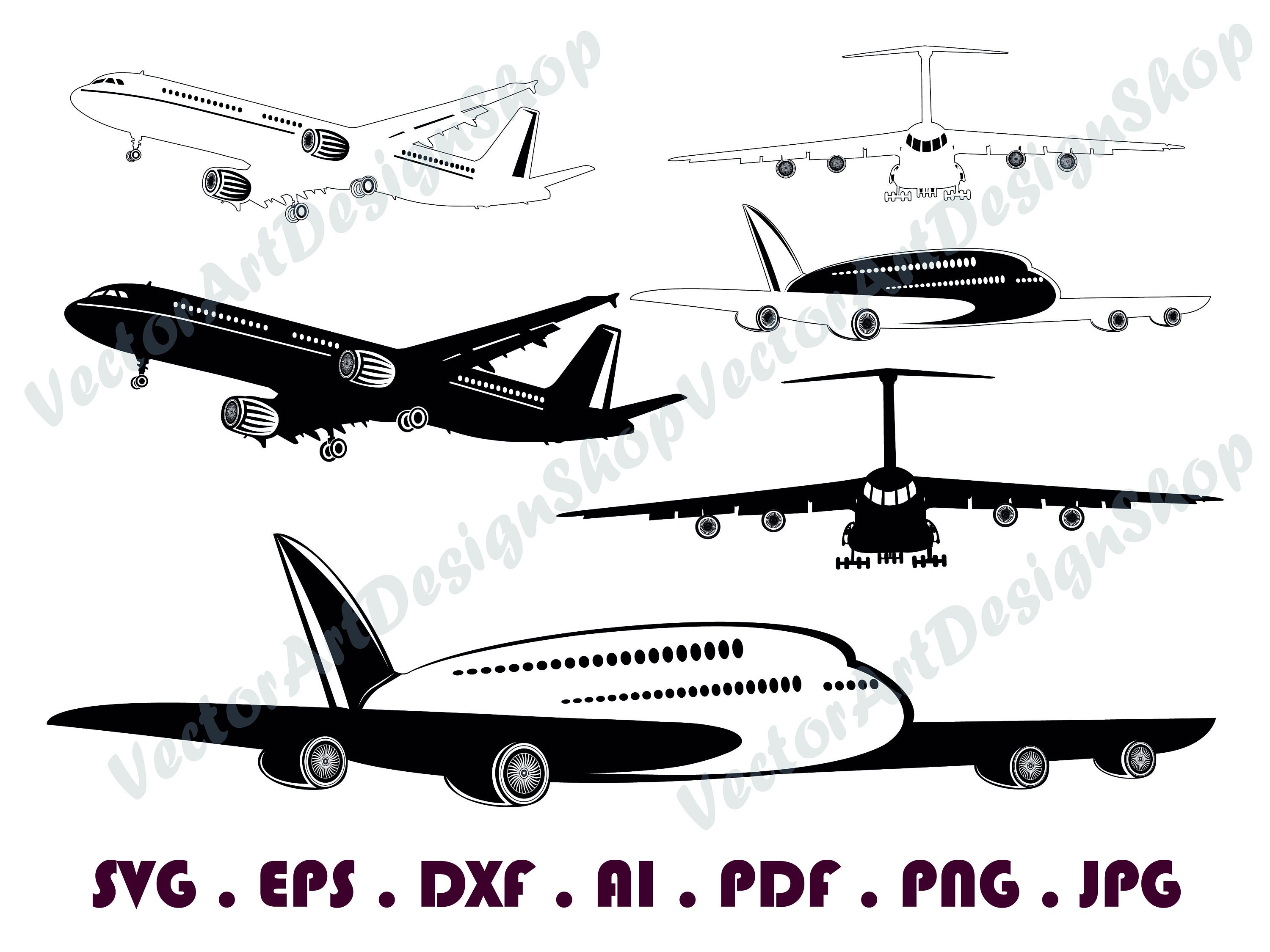 Airplane 2 SVG Aircraft SVG Airplane Clipart Airplane | Etsy