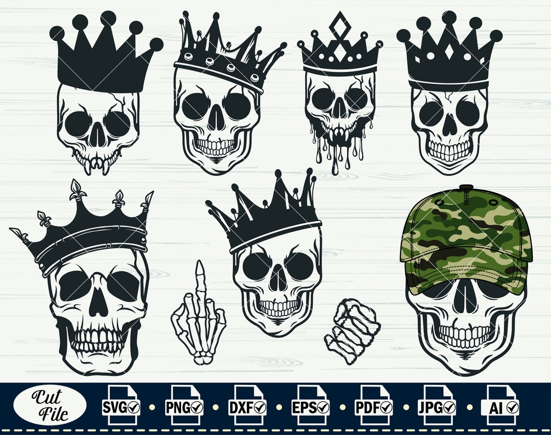 King Skull SVG Cut File, Soldier Skull Svg, King Skull Clipart, Skull ...