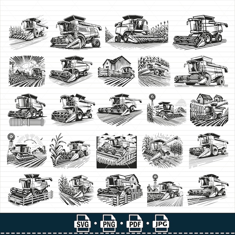 Farm Combine Stencil - Etsy