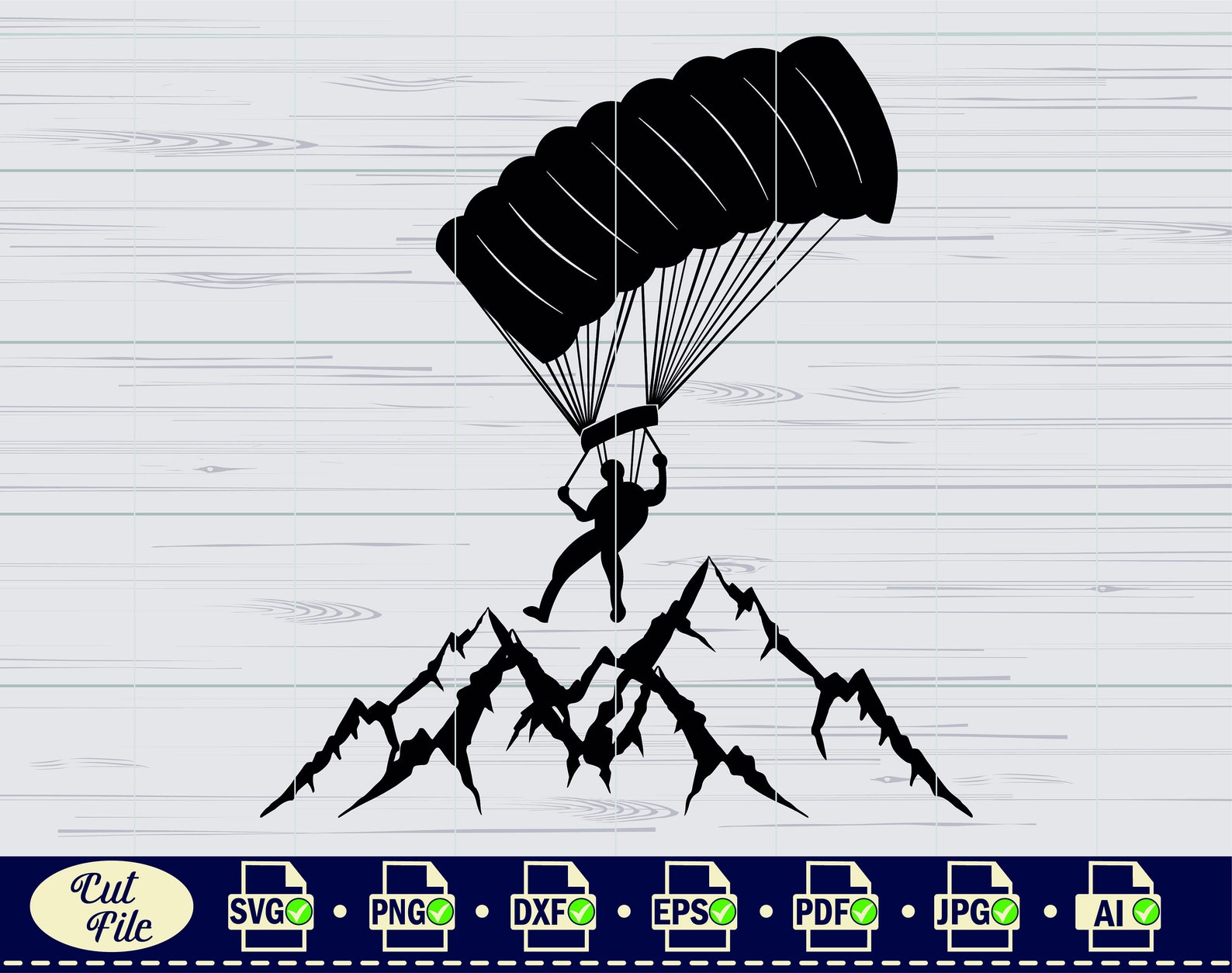 Parachute SVG, Sky Diving Svg, Paragliding Clipart, Parachute Files for ...