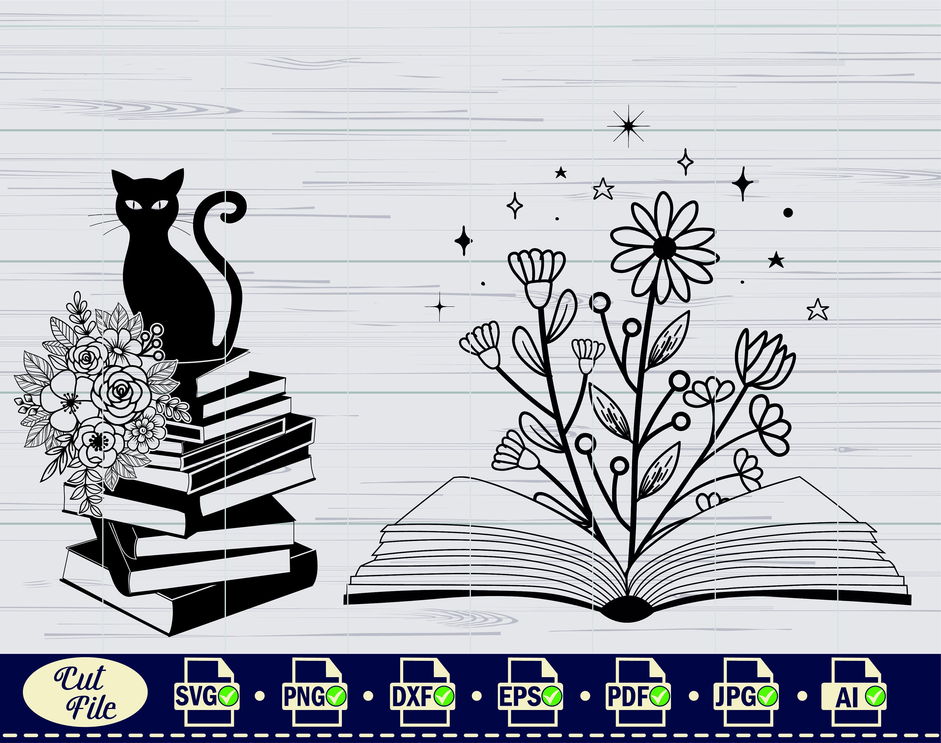 Books Svg1 Floral Book SVG Reading SVG Girl With Book - Etsy UK