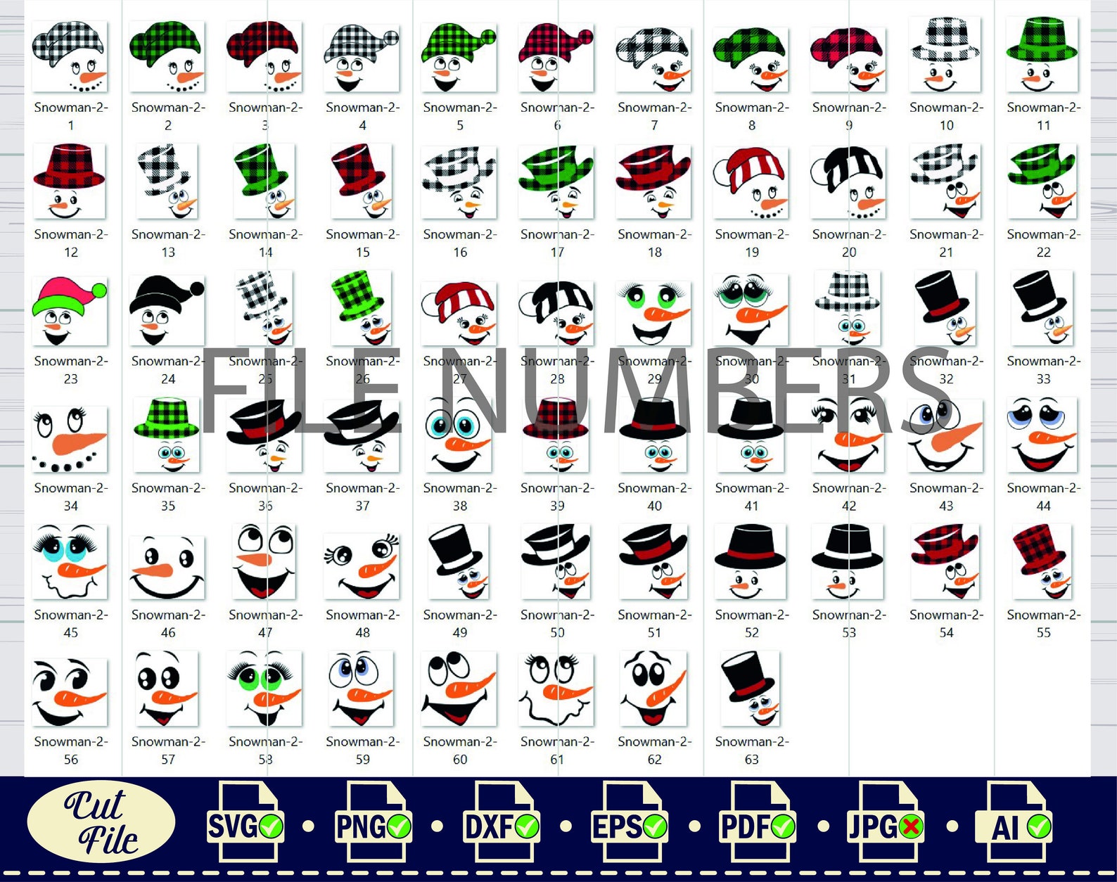 Snowman Svg Bundle 2 Christmas Snowman Svgsnowman Face - Etsy