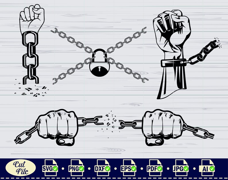 Chain SVG Clipart: Broken Chains, Cricut Cut Files (digital Download ...