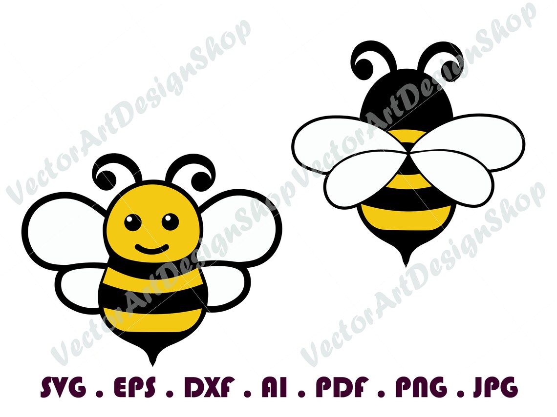 Bee SVG PNG 8 Files for Cutting Machines Digital Clipart | Etsy