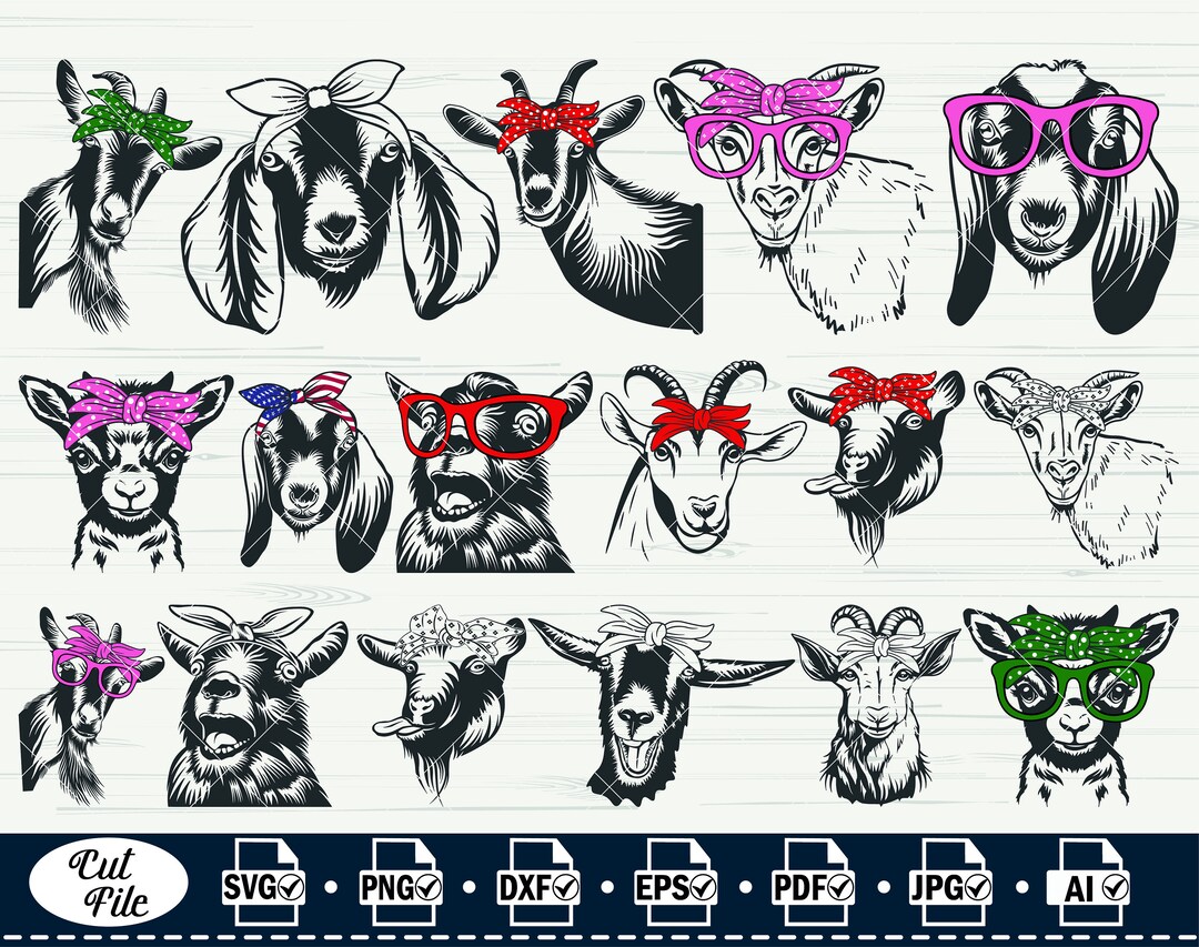 Goat With Bandana SVG: Farm Animal Clipart Bundle (digital Download) - Etsy
