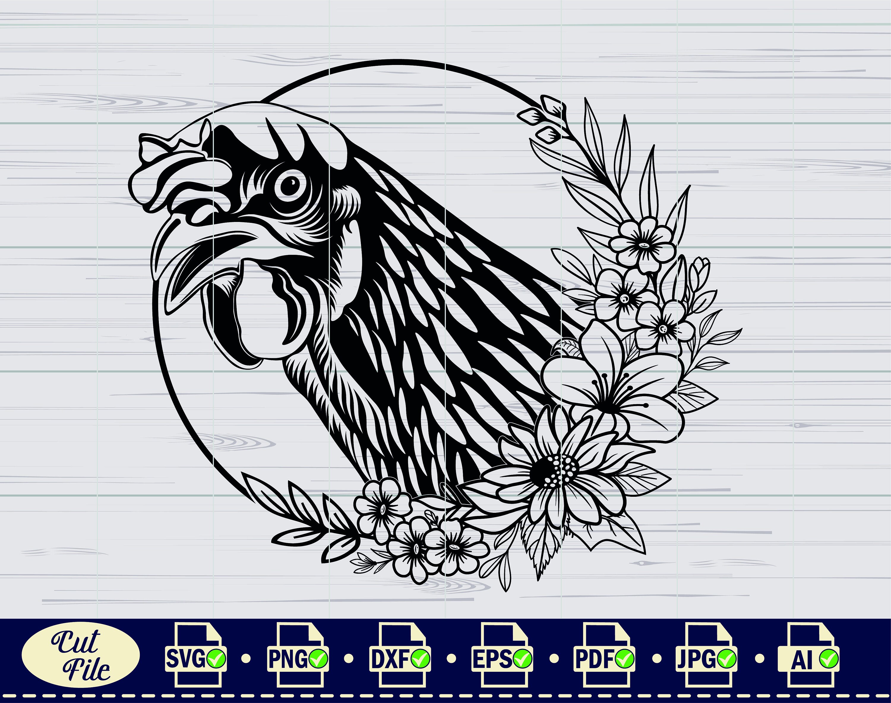 Chicken Svg Files 10 Floral Chicken Crazy Chickencute - Etsy