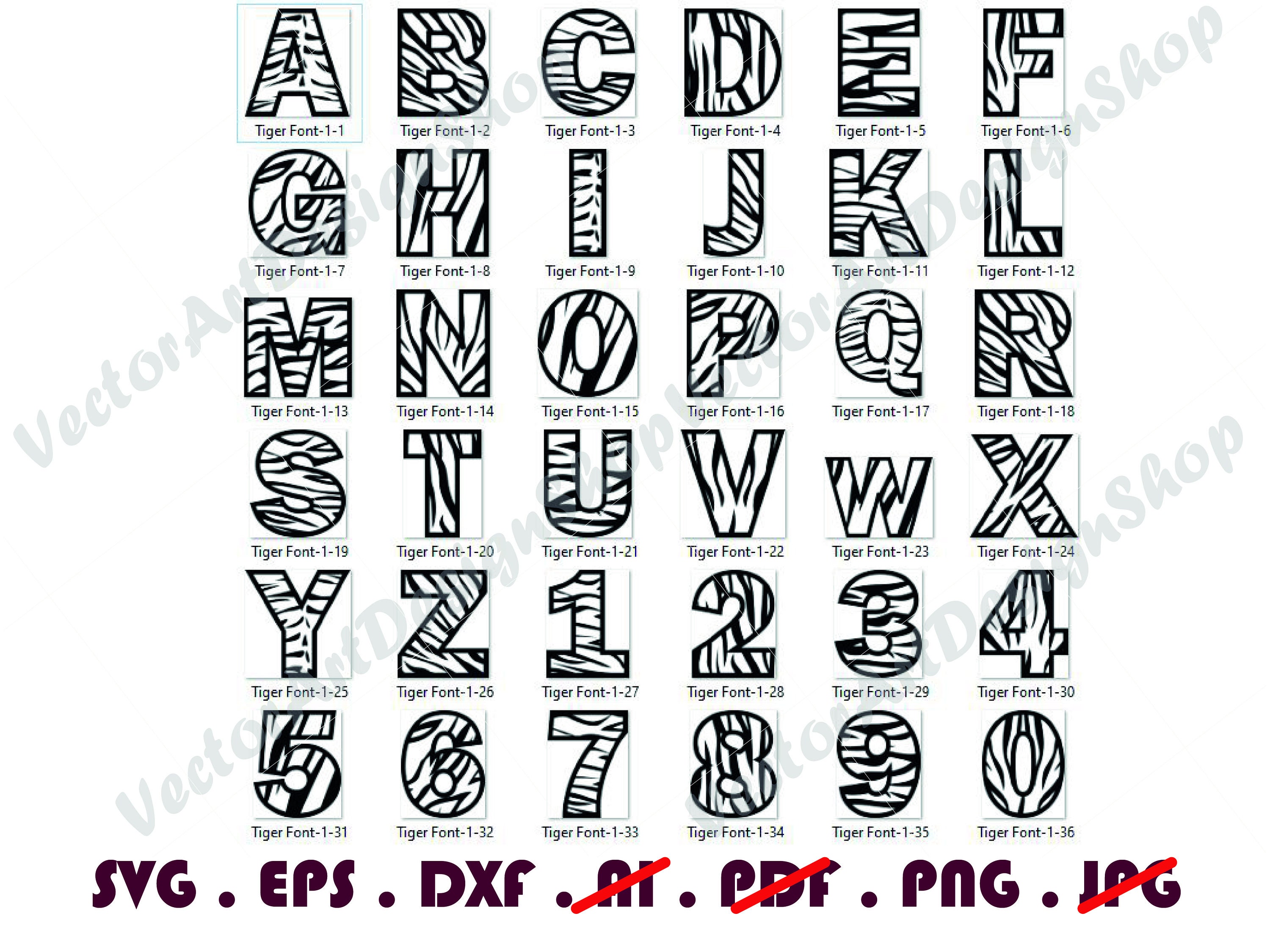 Tiger Font Svg1 Tiger Font Png Animal Font Svg Tiger - Etsy Australia