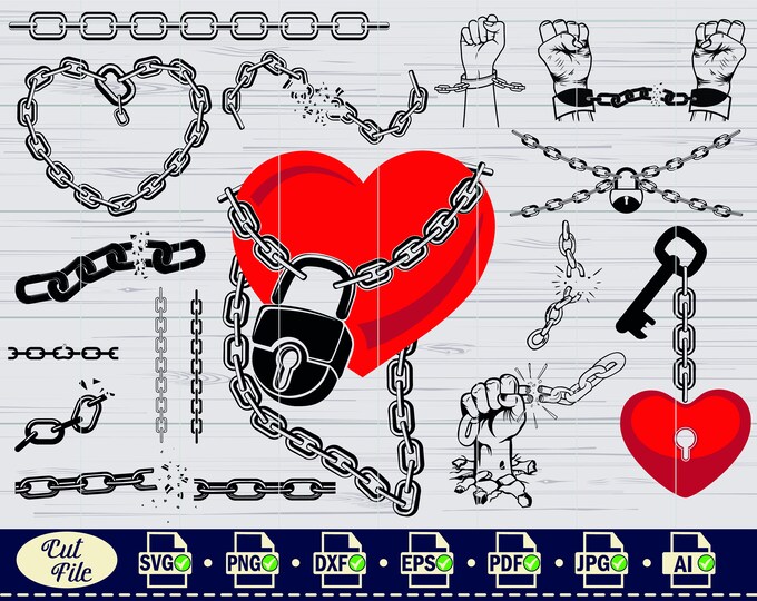 4 Broken Chain SVG Bundle, Break Chain Stencil, Rope Cut File, Chain ...