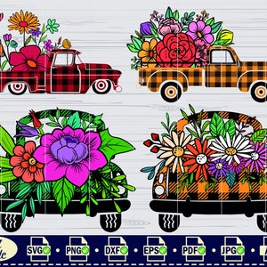 Sunflower Truck SVG,#3, Spring Truck Svg, Truck With Flowers Svg, Farm ...