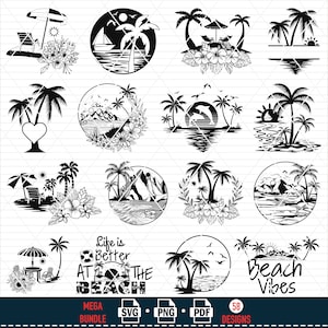 Floral Beach Scene SVG: Sunset Palm Tree Designs (digital Download) - Etsy