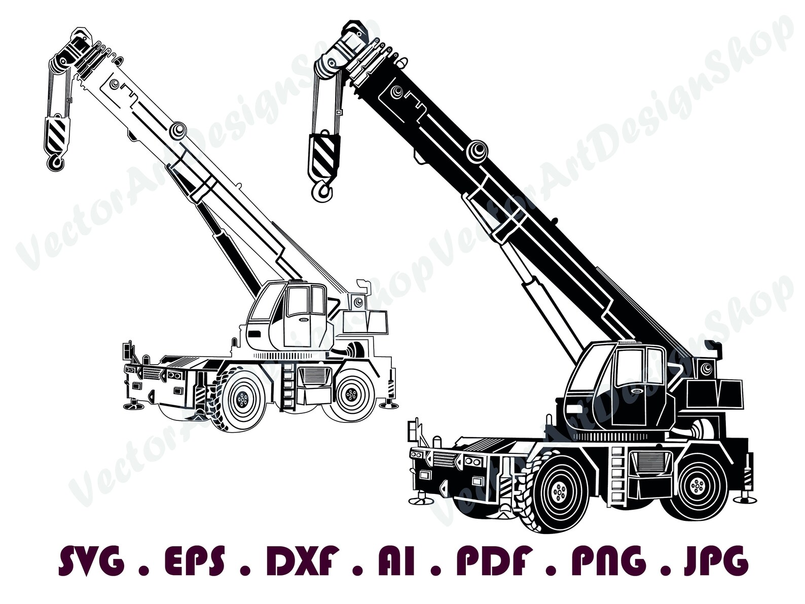 Crane Truck 2 SVG Crane Truck Clipart Crane Truck Files for | Etsy