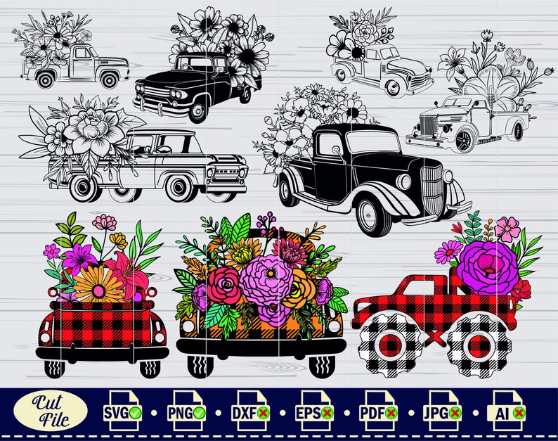 Sunflower Truck SVG1 Spring Truck Svg Truck With Flowers - Etsy