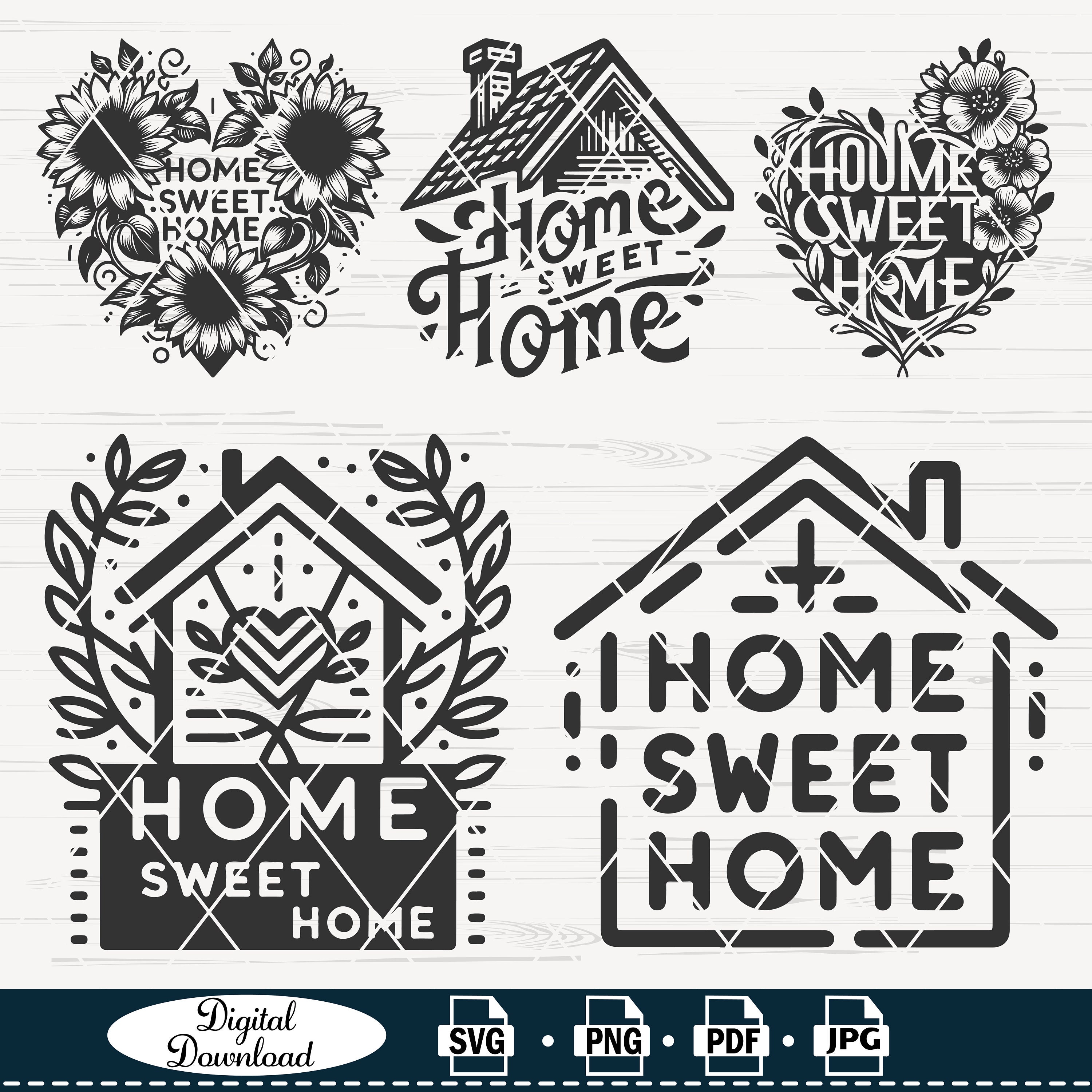 Home Sweet Home SVG Bundle, House Clipart (digital Download) - Etsy