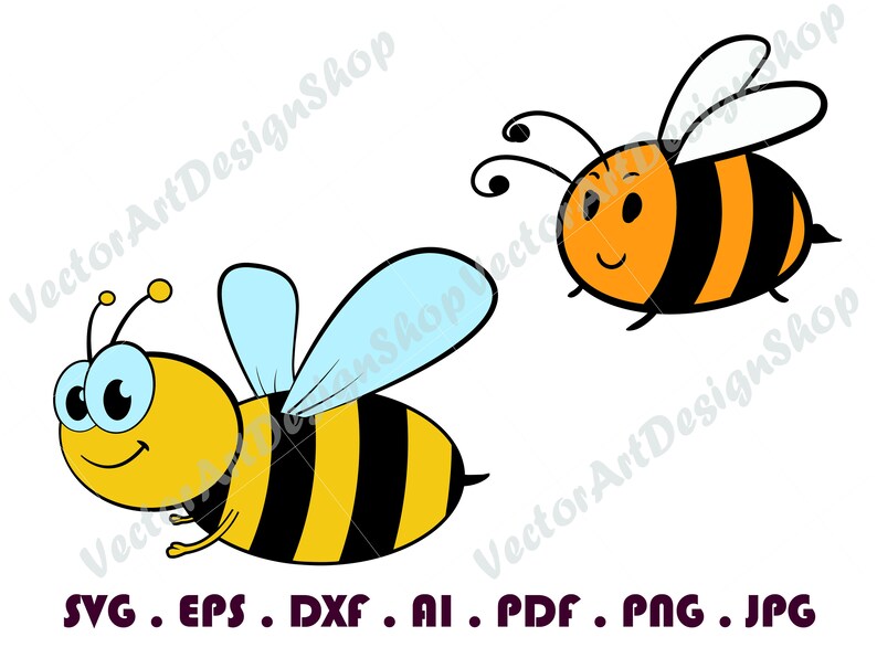 Bee SVG PNG 8 Files for Cutting Machines Digital Clipart | Etsy