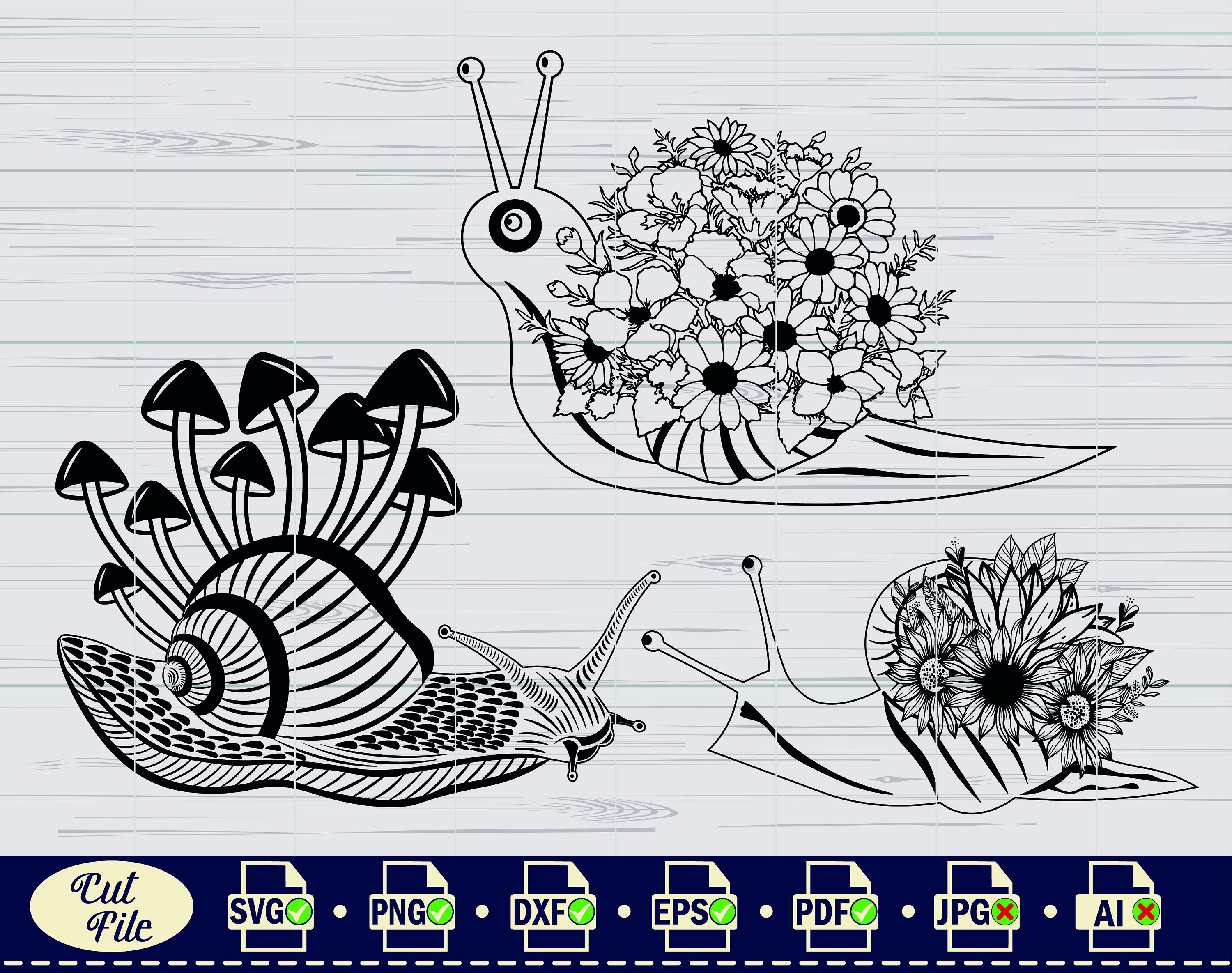 Snail SVG Slugs Clipart Garden Snail Svg Mushroom Svg Files - Etsy UK