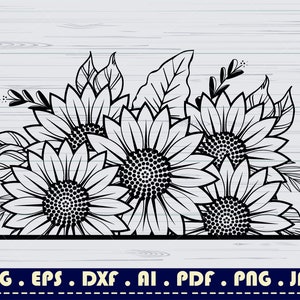 Split Sunflower Monogram SVG: Floral Cut File (digital Download) - Etsy