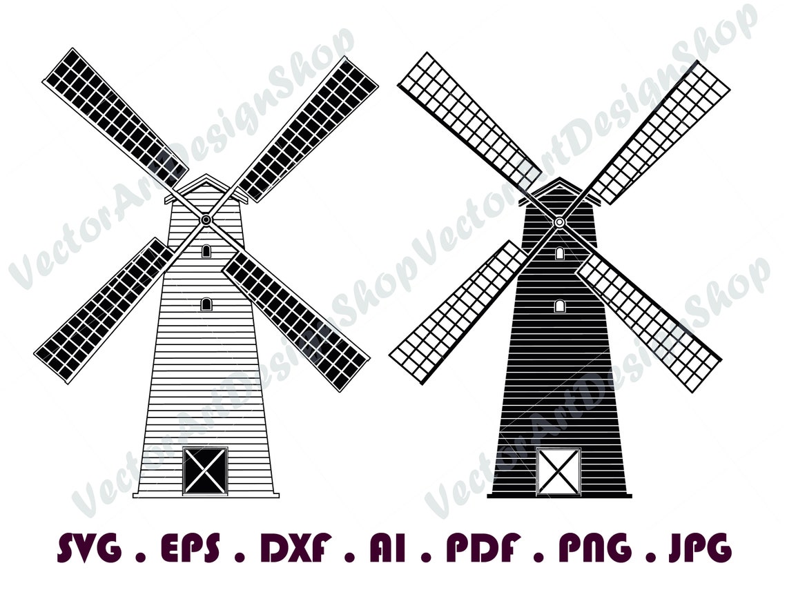 Windmill SVG 1 Windmill SVG Windmill Clipart Windmill - Etsy