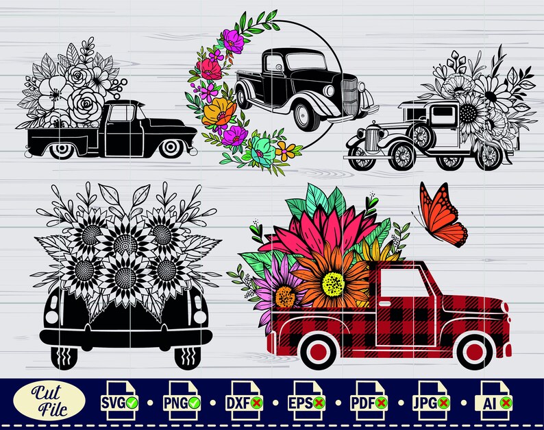Sunflower Truck SVG1 Spring Truck Svg Truck With Flowers - Etsy